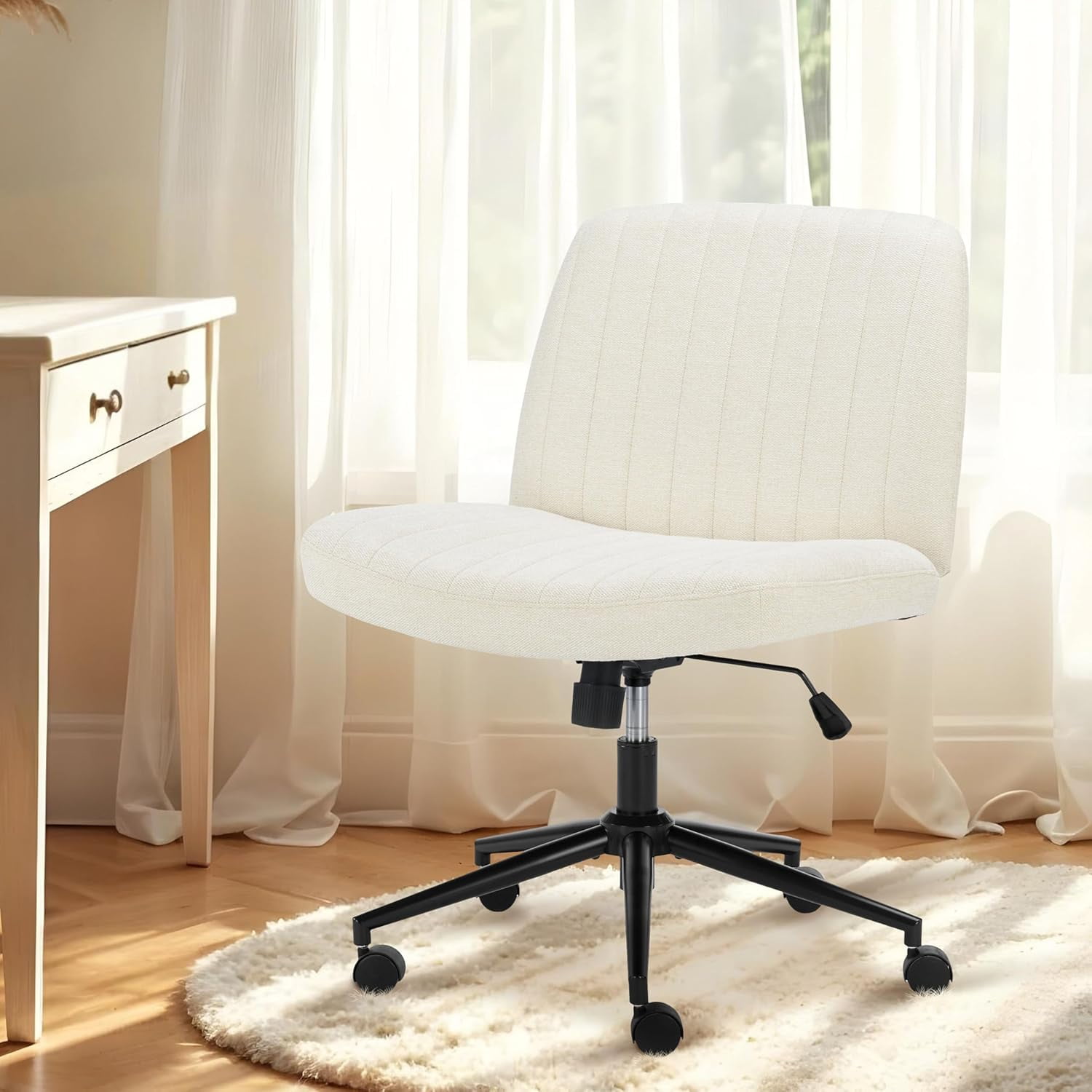 Simple Deluxe Criss Cross Chair with Wheels, Armless Legged Office Desk ...