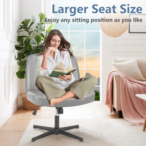 Simple Deluxe Criss Cross Legged Chair with Back Office Desk Chair PU ...
