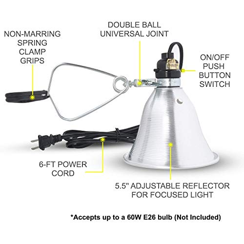 Simple Deluxe E26 Clamp Light Socket with 5.5 Inch Aluminum Reflector ...