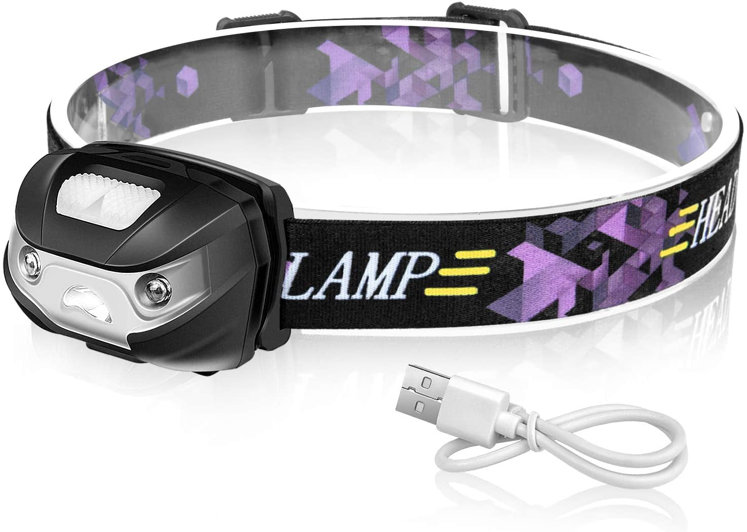 Simple Deluxe Headlamp Rechargeable, Lumen Super Bright with White Red ...