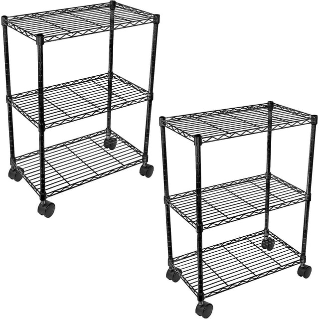 Simple Deluxe Heavy Duty 3-Shelf Shelving with Wheels, Adjustable ...