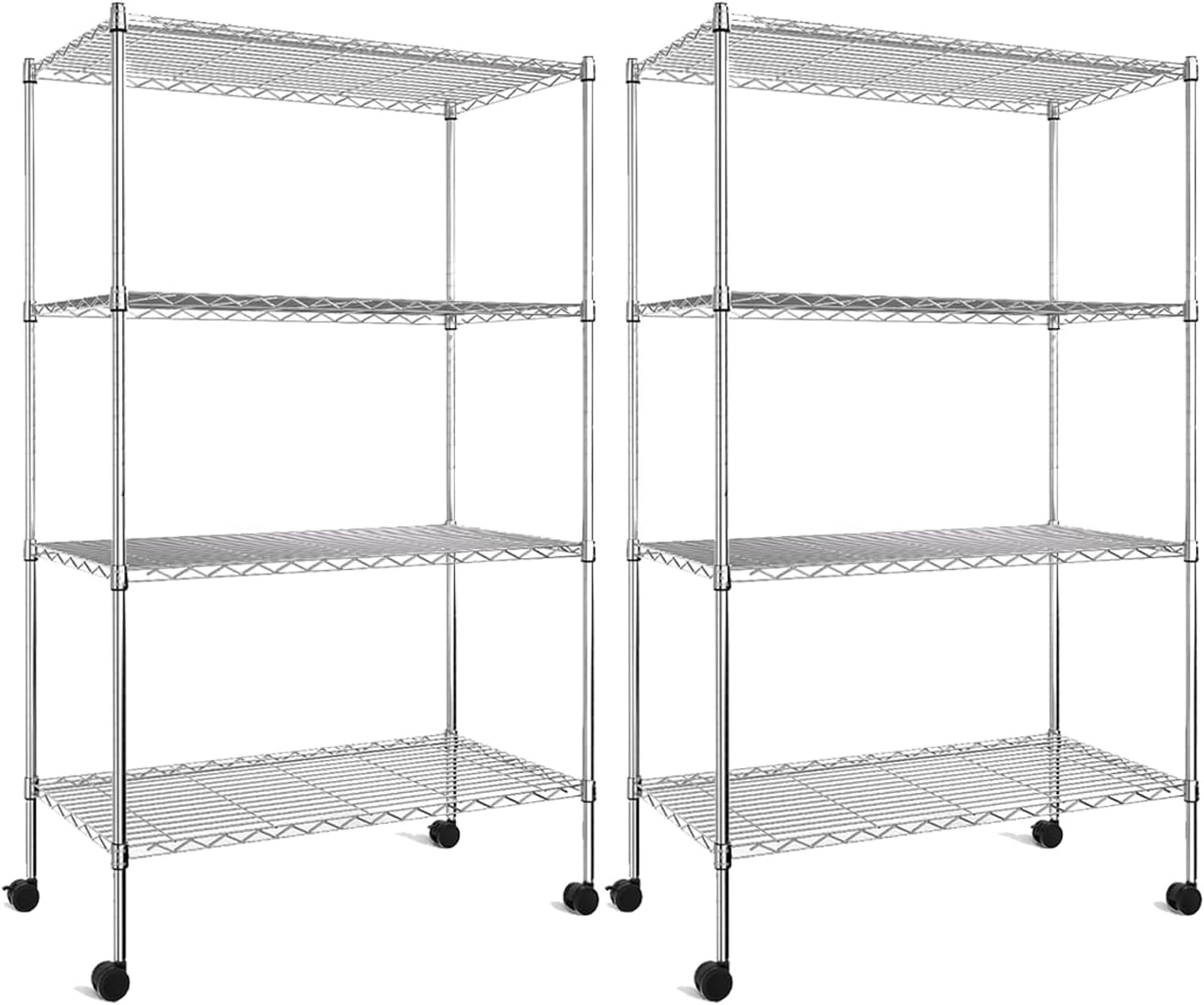 Simple Deluxe Heavy Duty 4-Shelf Shelving with Wheels, 35.43" D x 17.72 ...
