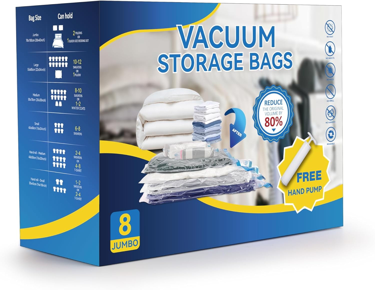 Simple Deluxe Jumbo Vacuum Storage Bags, Space Saver Bags, Vacuum Seal ...