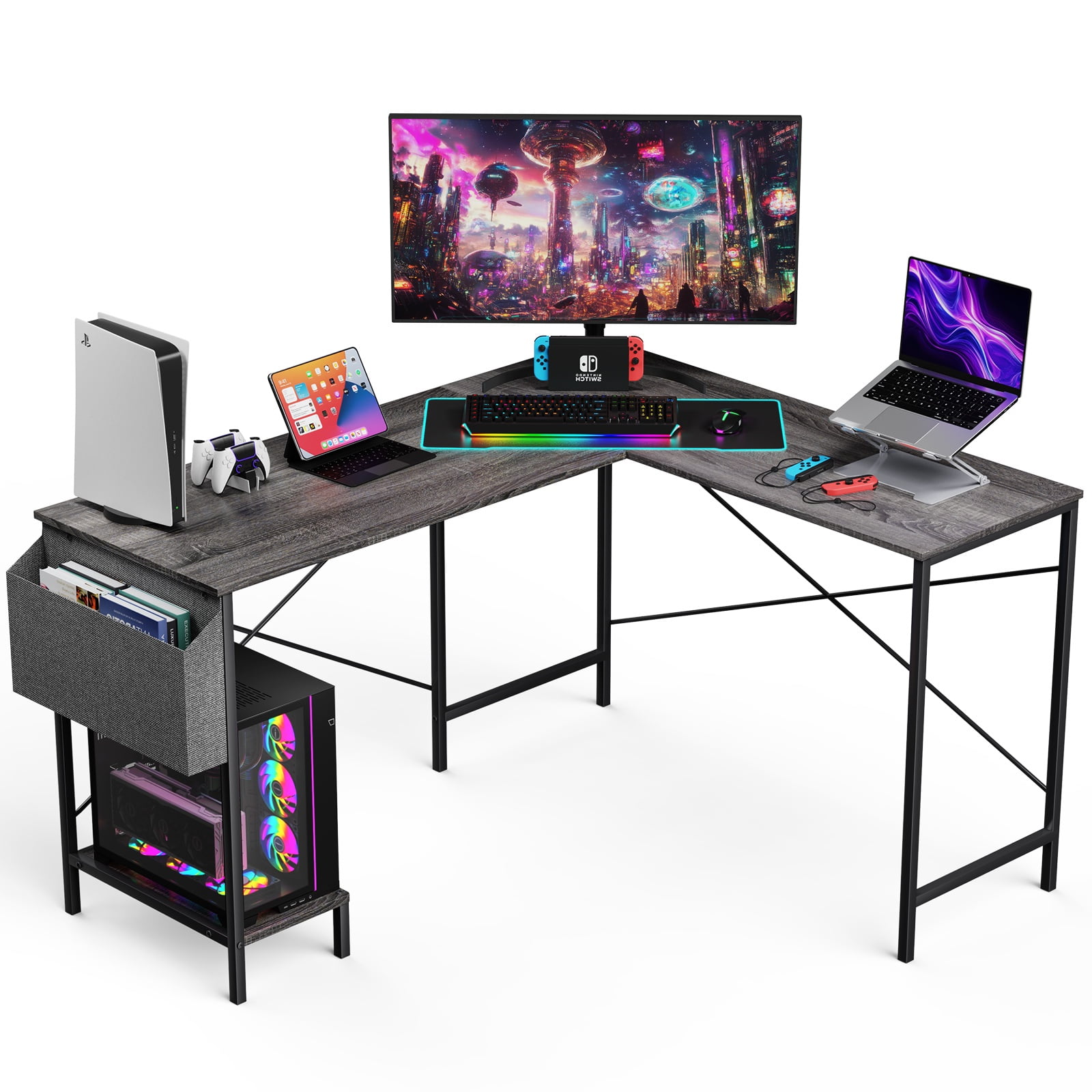 Simple Deluxe L Shaped Computer Desk Gaming 50 Inch Reversible Corner ...