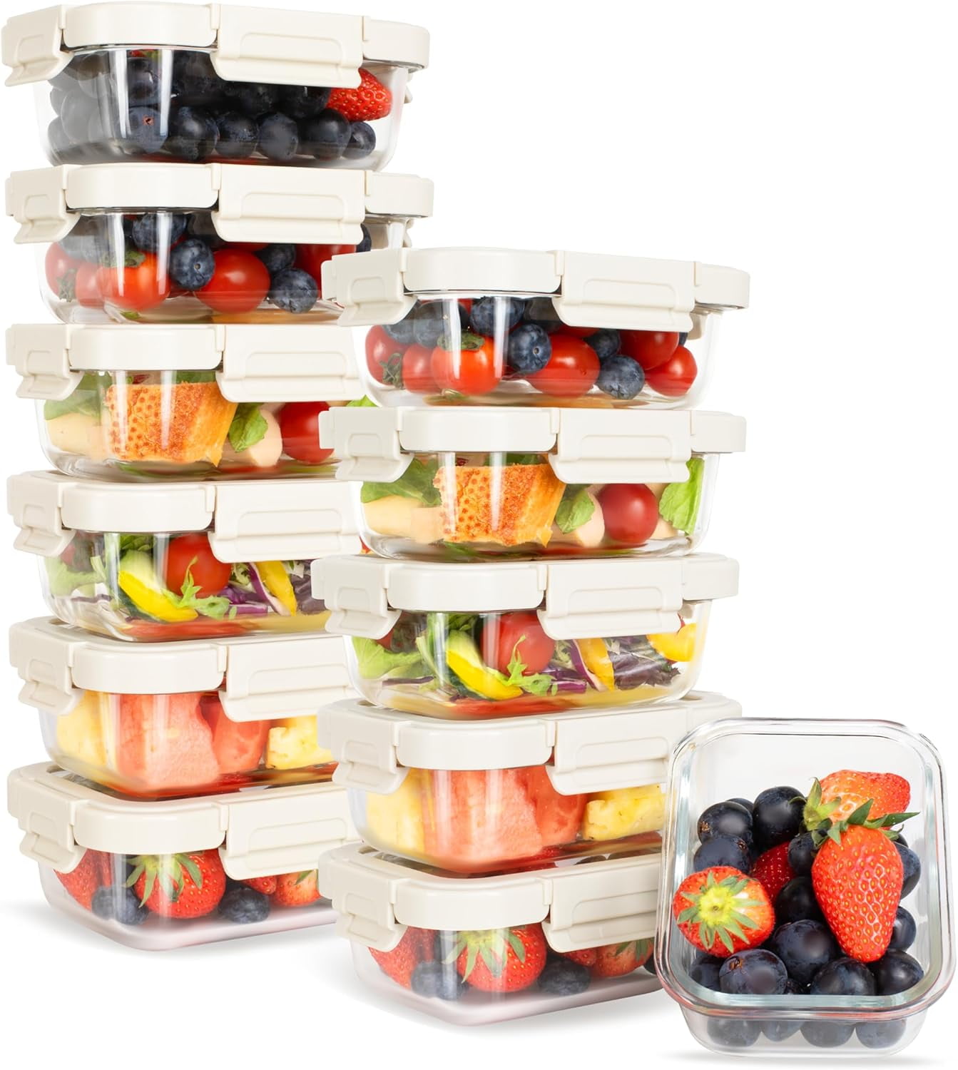 Simple Deluxe Meal Prep Food Containers with Exclusive Glass Lids ...