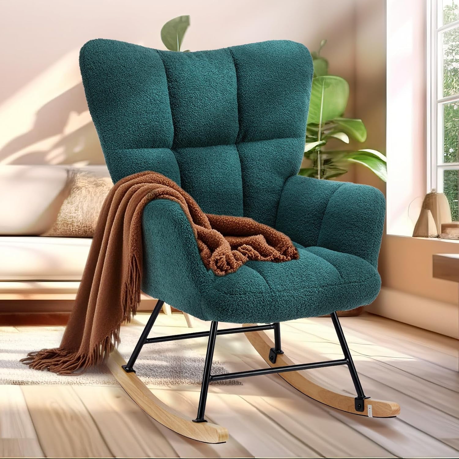 Simple Deluxe Nursery Rocking Chairs, Teddy Upholstered Glider Recliner ...