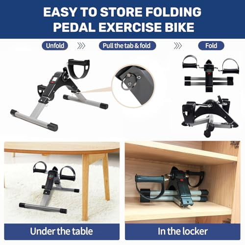 Simple Deluxe Pedal Exercise Bike, Under Desk Bike Pedal Exerciser, Mini Exercise Bike for Arms ...