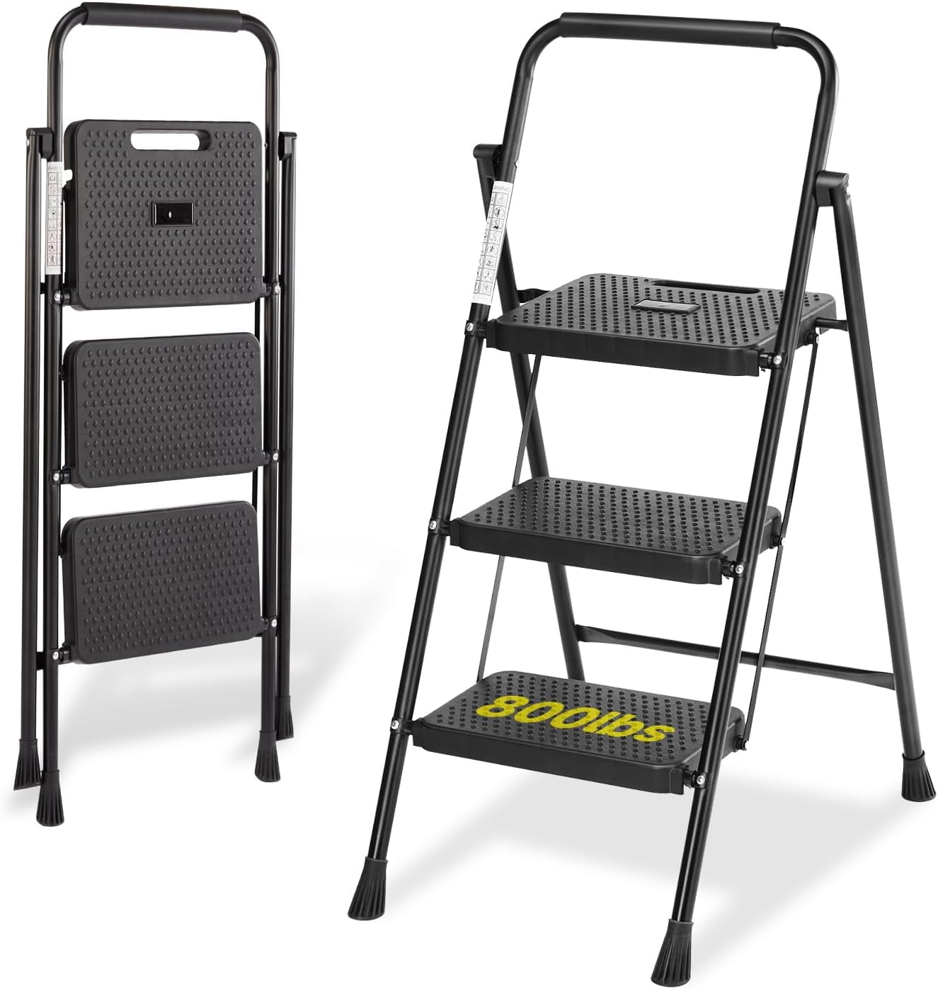 Simple Deluxe Step Ladder, 3 Step Stool , 800lbs Portable Ladder with ...