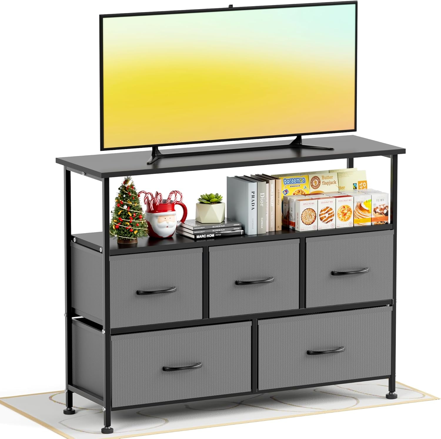 Simple Deluxe TV Stand Dresser for Bedroom Entertainment Center with 5 ...