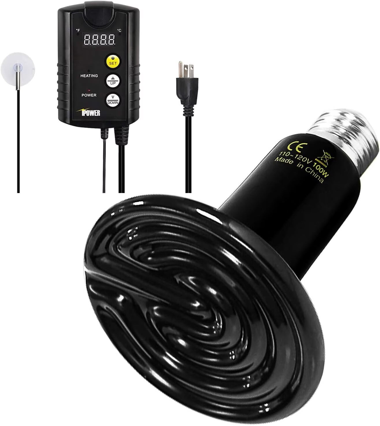 Simple Deluxe 100W 1-Pack Ceramic Heat Emitter, No Light Emitting Light ...