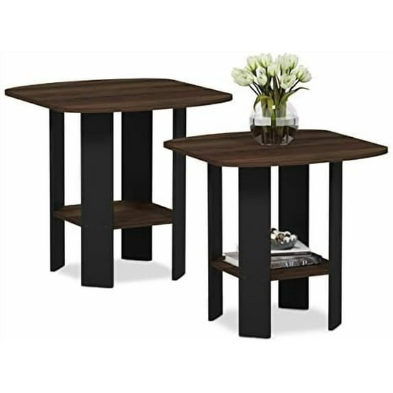 Simple Design 2-Pack End Side Table, Columbia Walnut/Black - Walmart.com