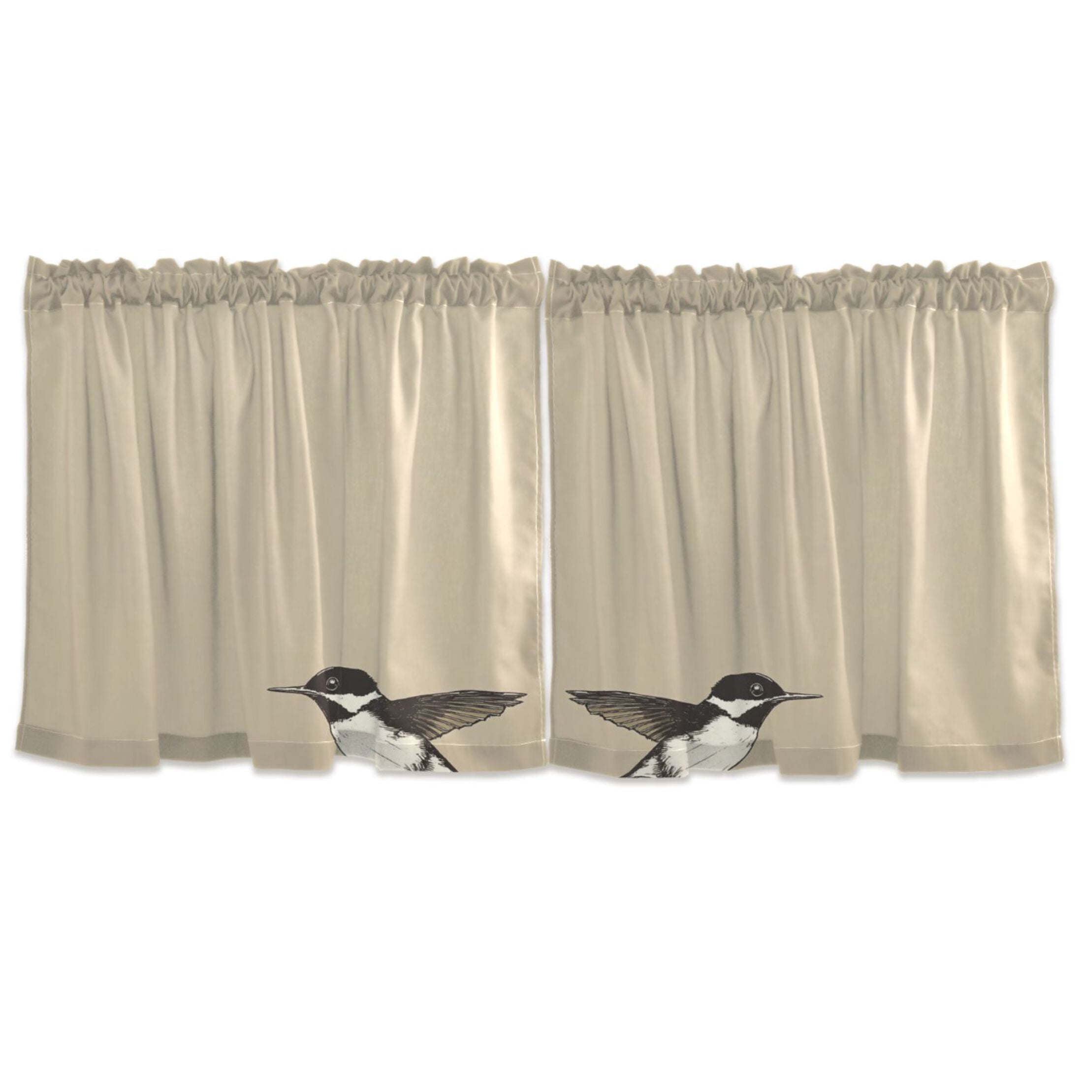 Simple Design Bird Tier Curtains for Kitchen 57x36 Inch Semi Sheer ...