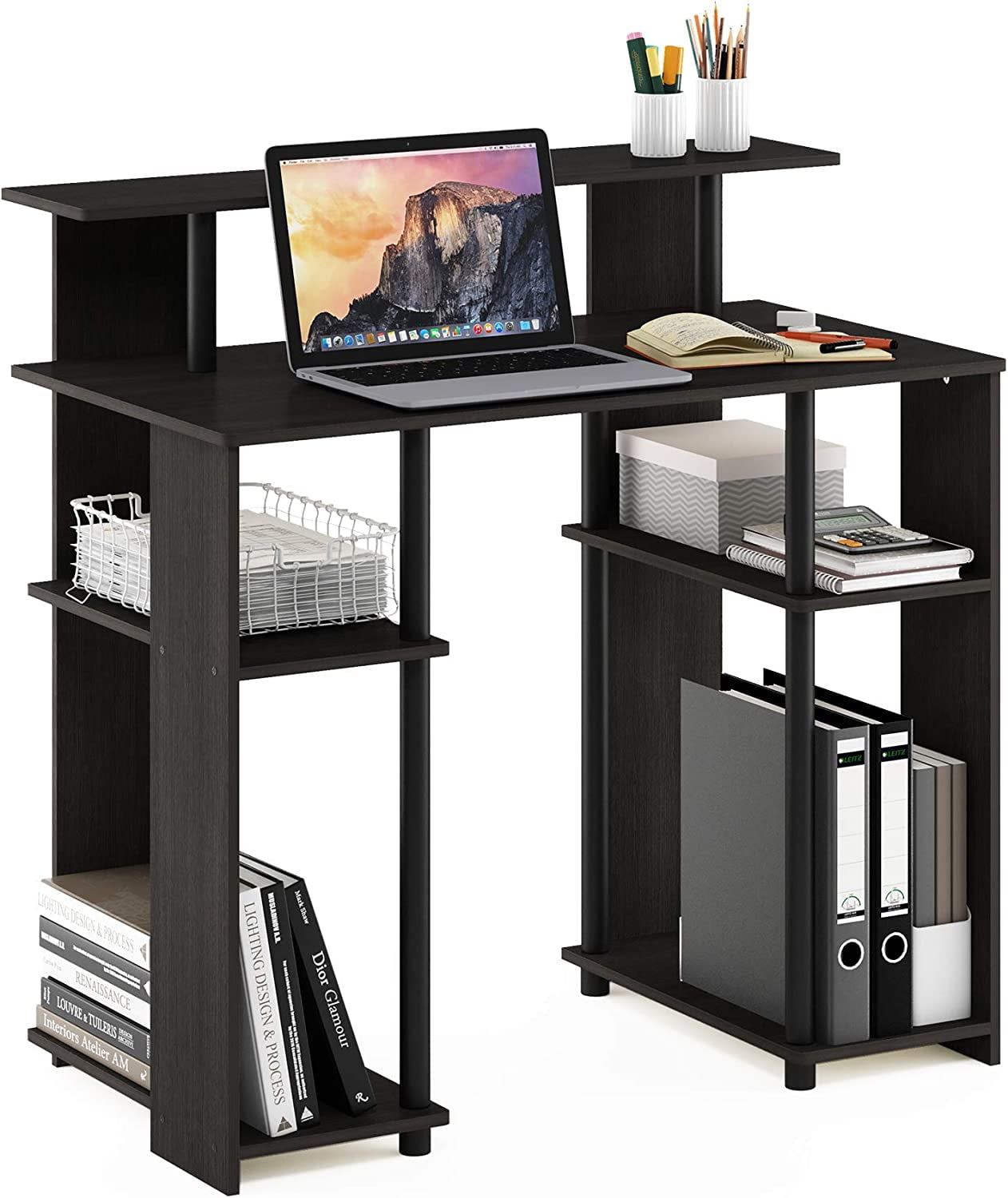 Simple Design Computer Writing Desk, Walnut - Walmart.com