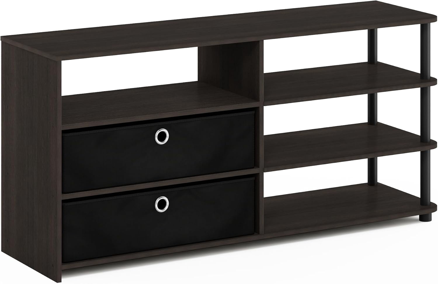 Simple Design TV Stand for up to 55-Inch with Bins, Walnut - Walmart.com
