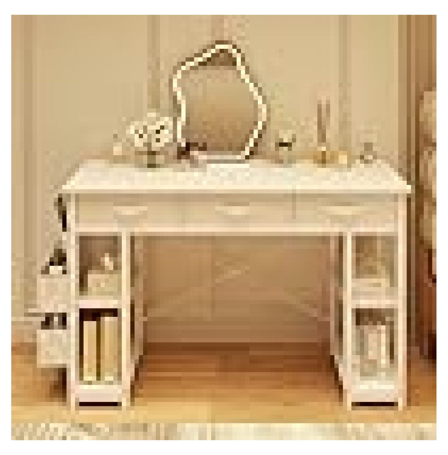 White Vanity Desk, Computer and Study Desk with Fabric Drawers & Side ...