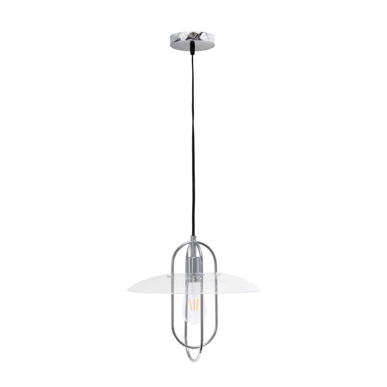 Simple Designs 1 Light Modern Metal Pendant Light with Clear Glass ...