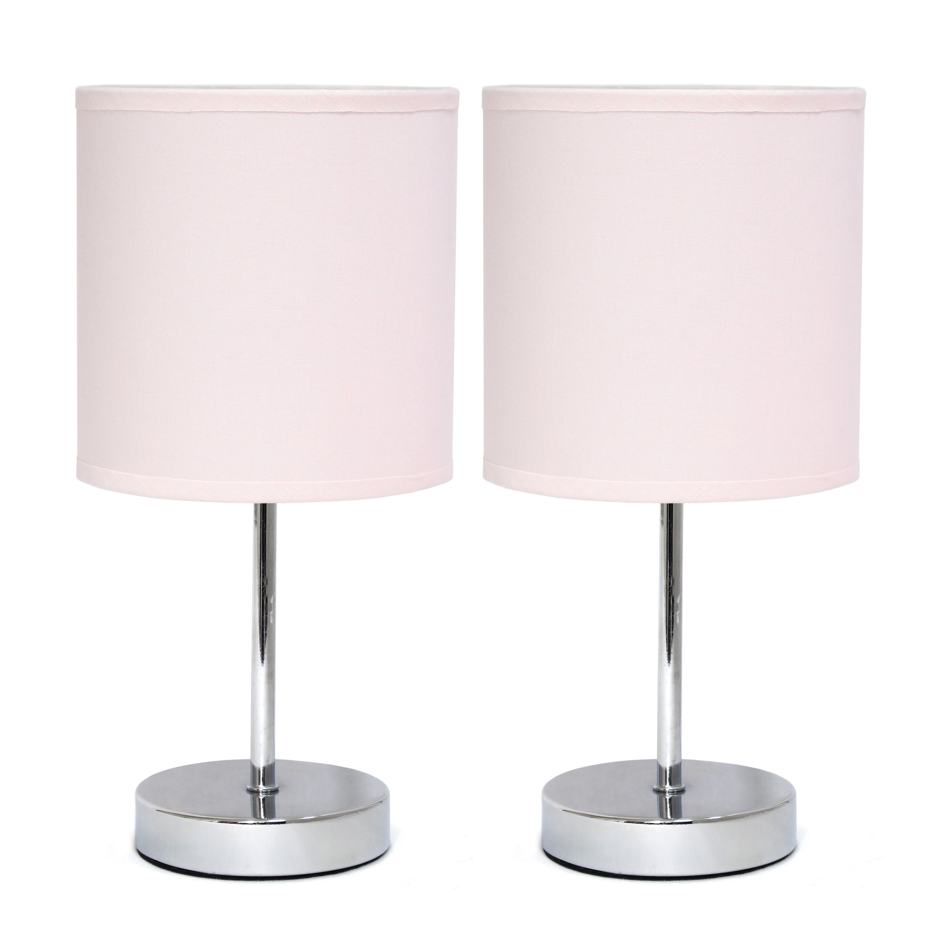 Simple Designs 11.81" 2-Pack Basic Chrome Mini Table Lamp Set with ...
