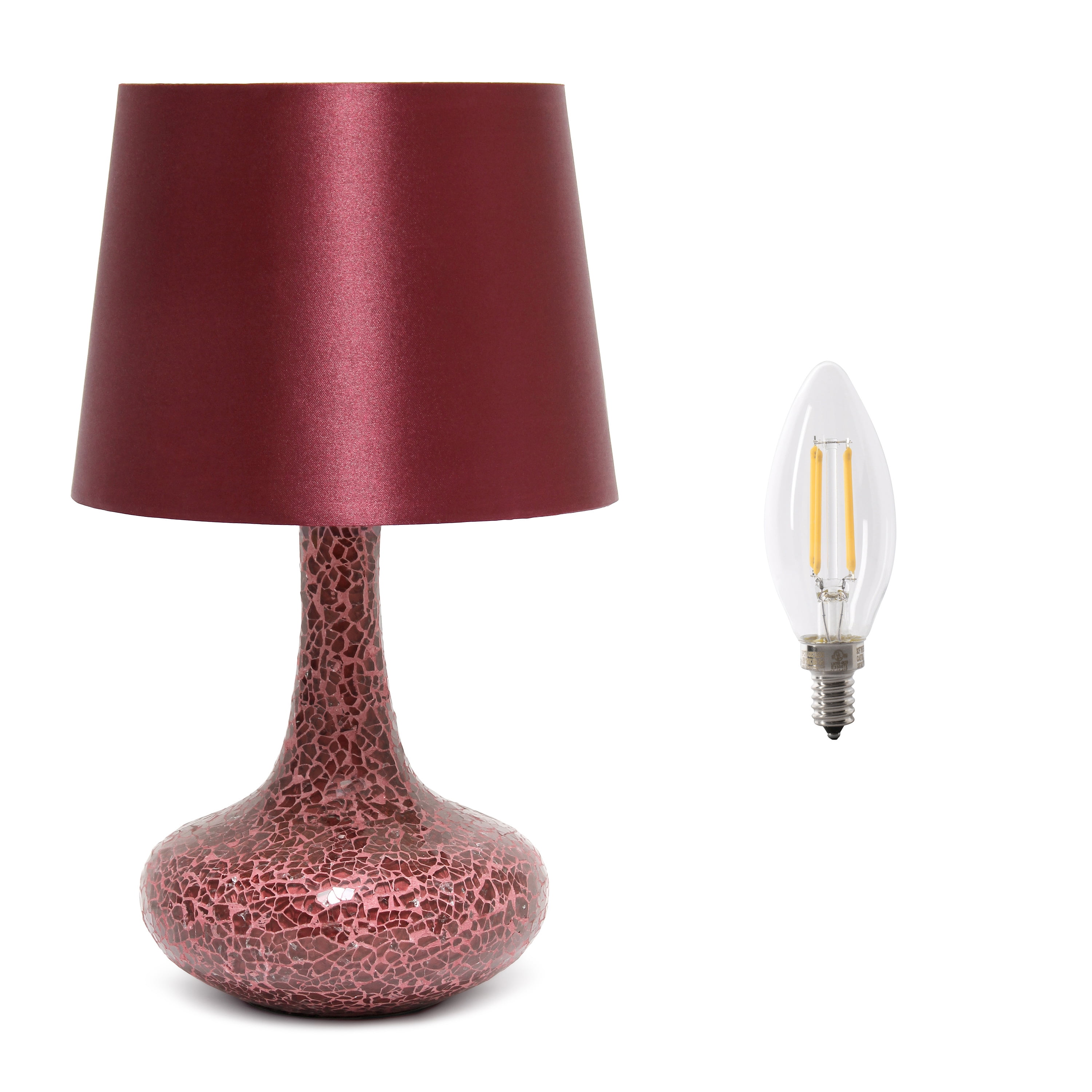 Simple Designs 14.17" Mosaic Tiled Glass Genie Table Lamp with LED Bulb ...