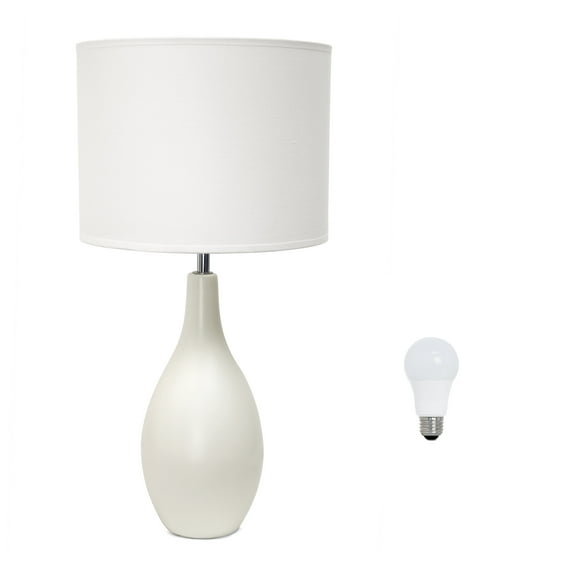 Simple Designs 18.11" Oval Bowling Pin Base Ceramic Table Lamp with LED ...