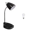 Simple Designs 18.8" Industrial Lantern Desk Lamp w/ USB Port, Chrome ...