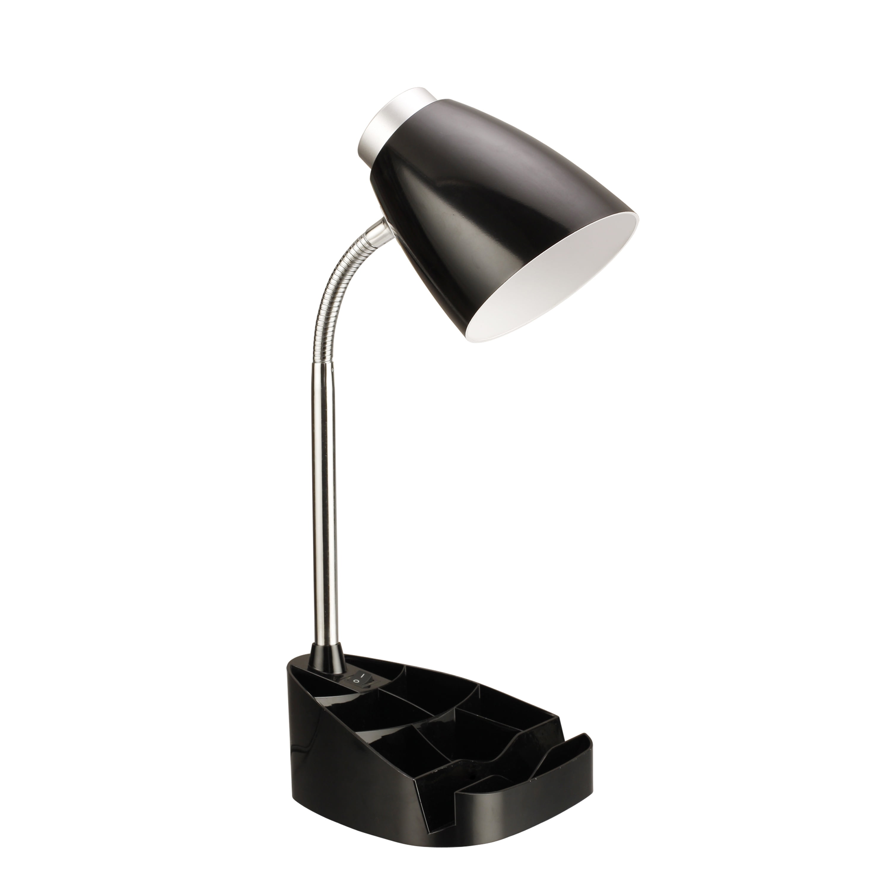 LimeLights Plastic Gooseneck Organizer Desk Lamp in Black with Black ...