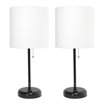 Simple Designs Brushed Nickel Stick Lamp with Fabric Shade, White ...