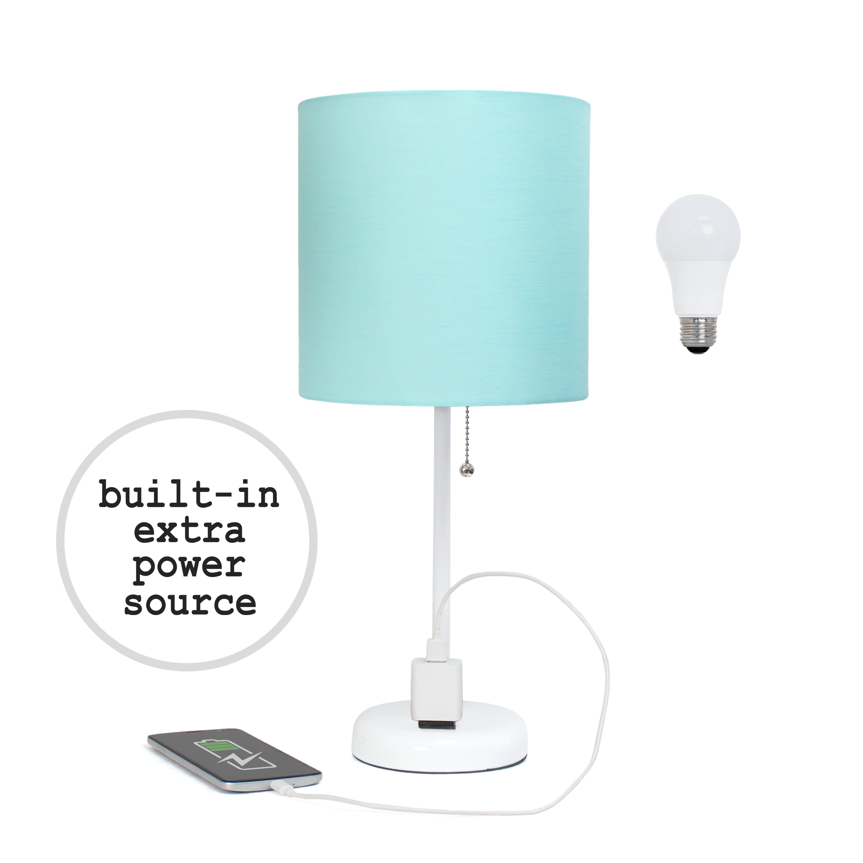 Simple Designs 9.5" White Stick Table Desk Lamp - Walmart.com