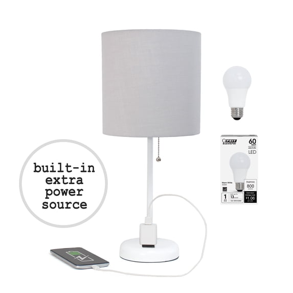 Simple Designs 19.5" White Stick Table Desk Lamp - Walmart.com