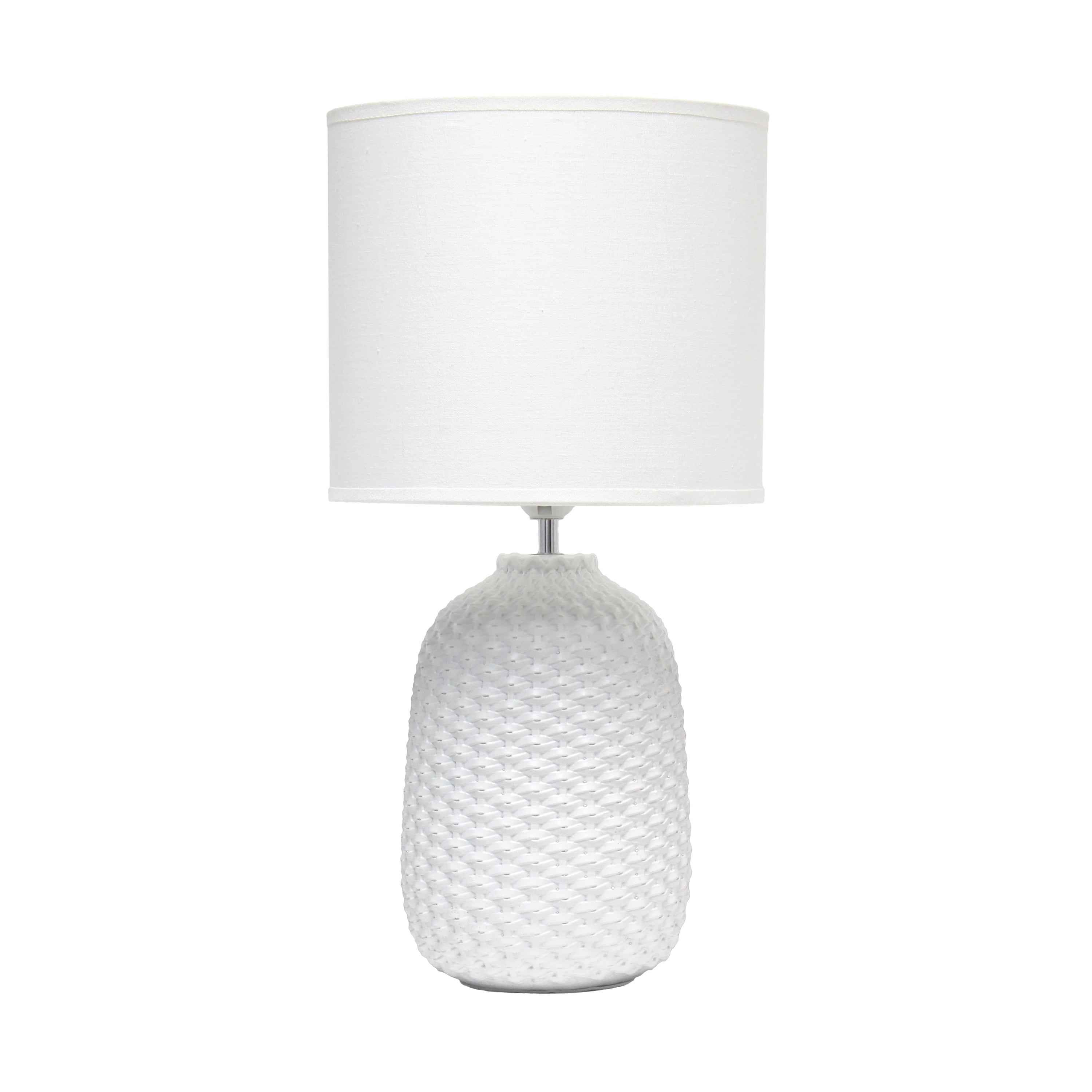 Simple Designs 20.4" Tall Ceramic Purled Texture Table Lamp with Drum ...