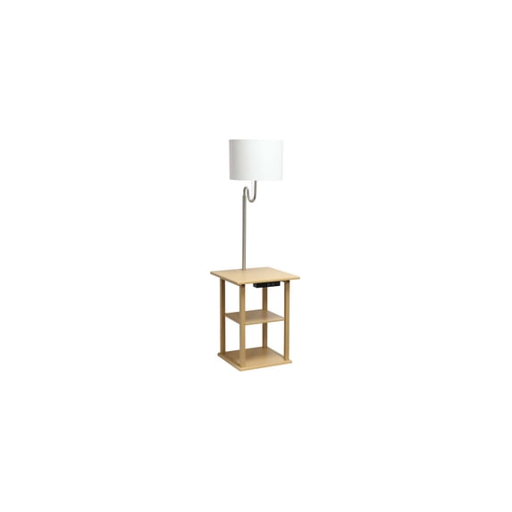 Simple Designs 57" Modern 2 Tier Floor Lamp with 2x USB 1x Outlet - Tan ...