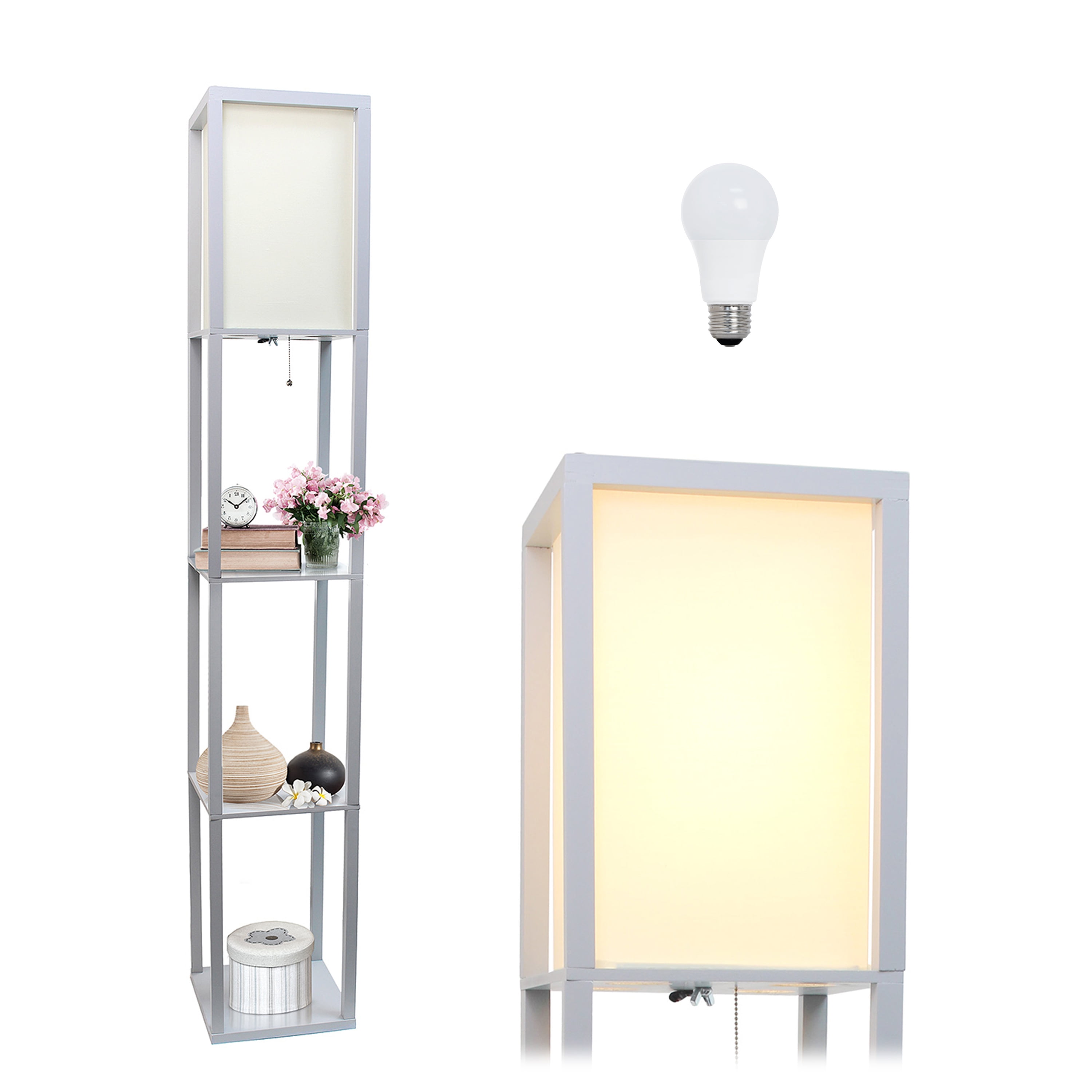 Simple Designs 62.5" Three Shelf Etagere Organizer Storage Floor Lamp ...