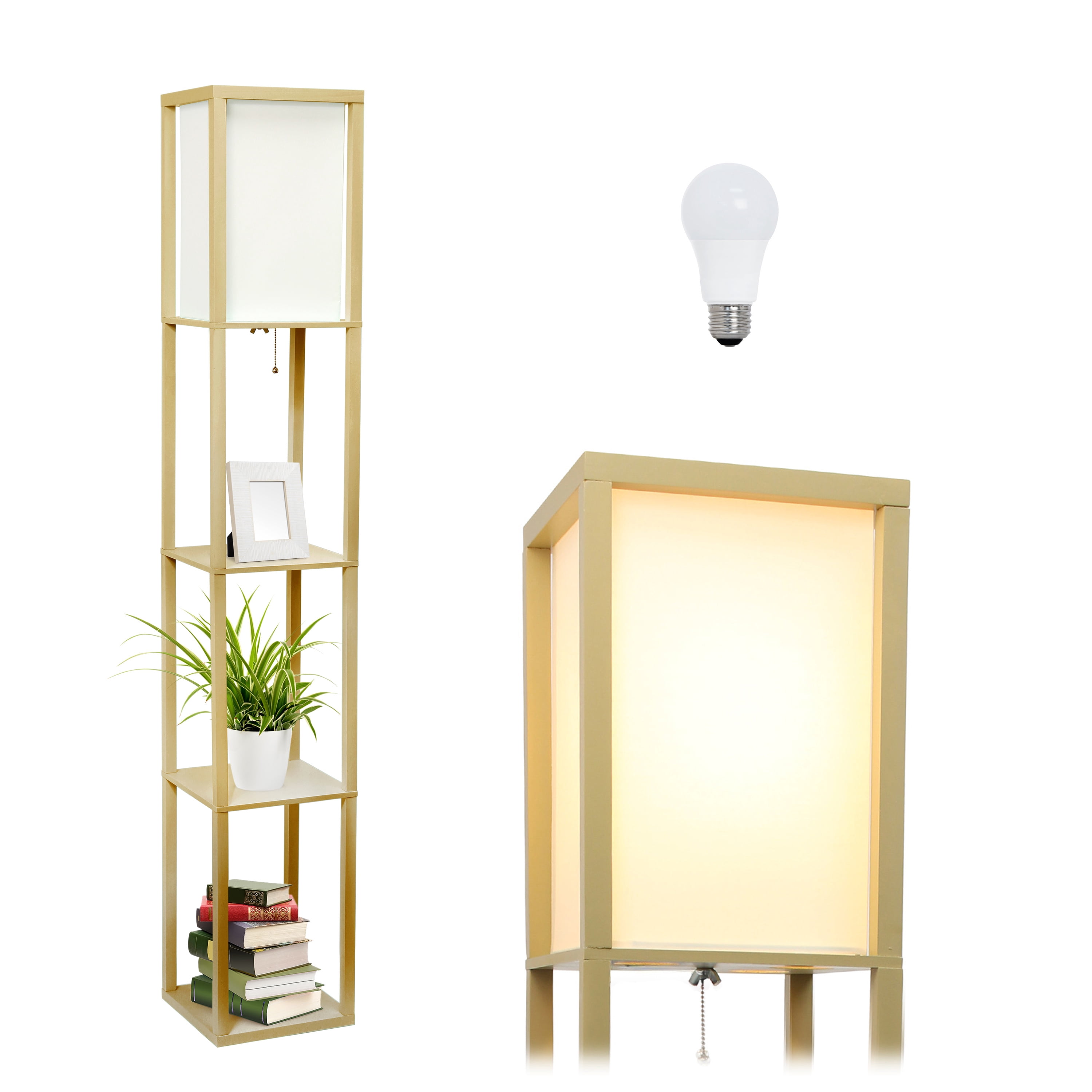 Simple Designs 62.5" Three Shelf Etagere Organizer Storage Floor Lamp ...