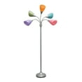 Simple Designs 67" Adjustable Gooseneck 5-Light Floor Lamp, Silver with ...