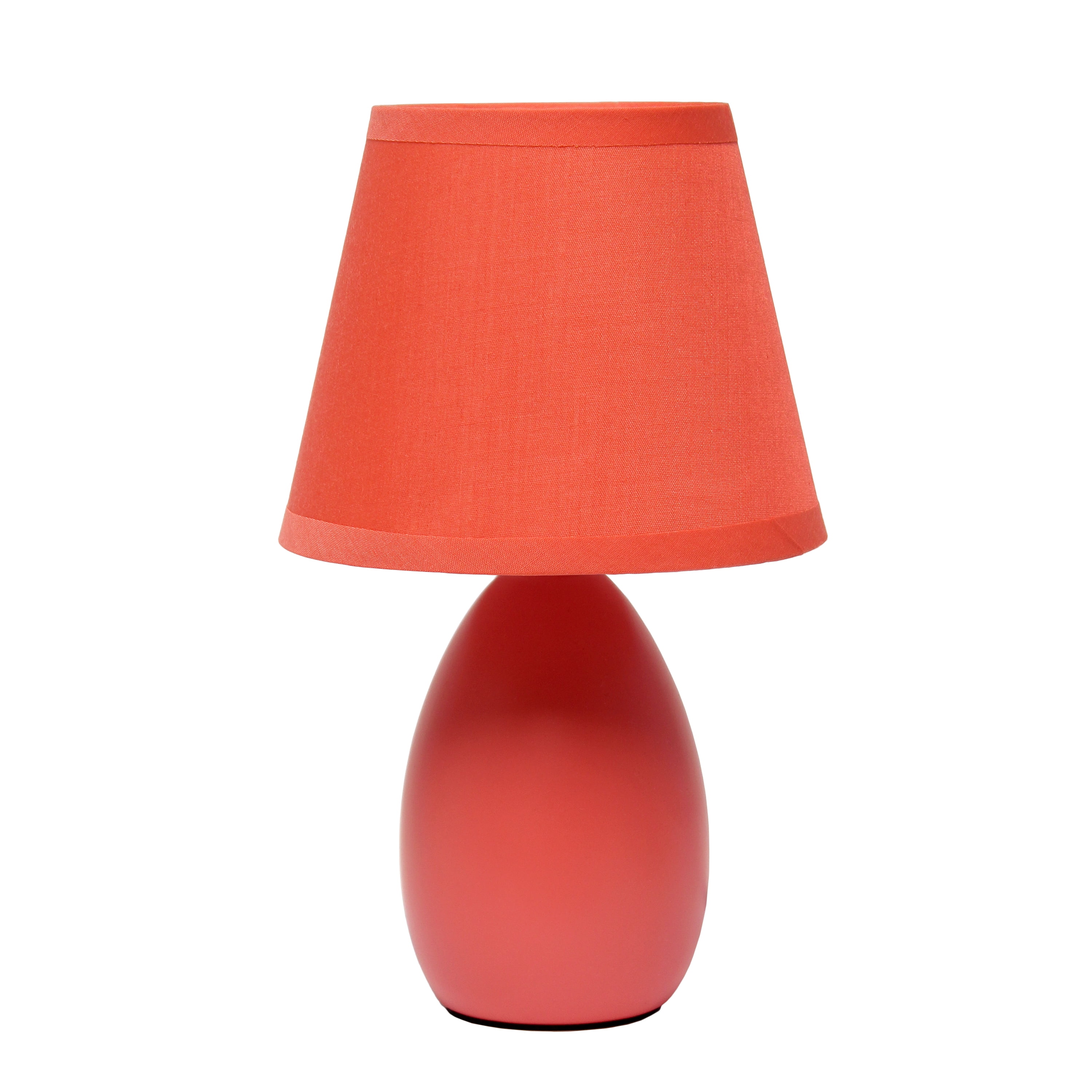 Simple Designs 9.45" Mini Egg Oval Ceramic Table Lamp with Matching ...