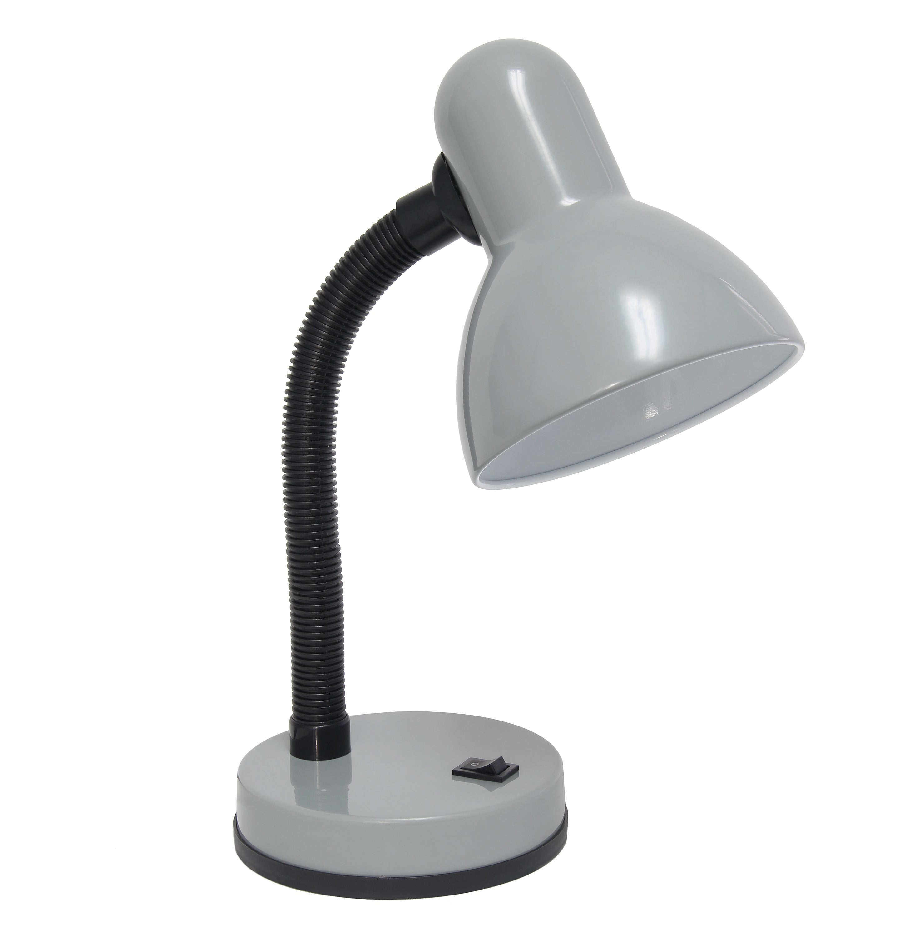 Simple Designs Basic Metal Desk Lamp with Flexible Hose Neck, Silver ...