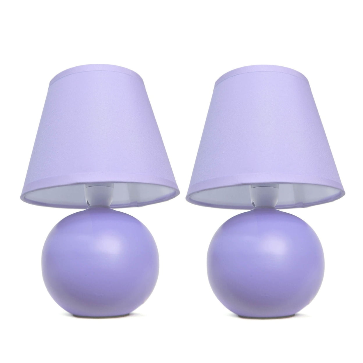 Simple Designs Ceramic Globe Table Lamp 2 Pack in Purple with Purple ...