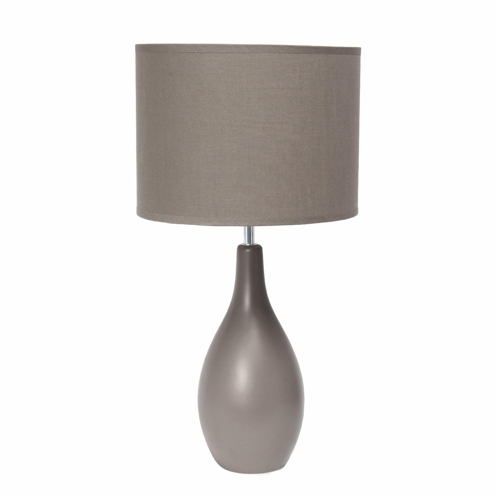 Simple Designs Ceramic Oval Bowling Pin Table Lamp in Gray with Gray ...