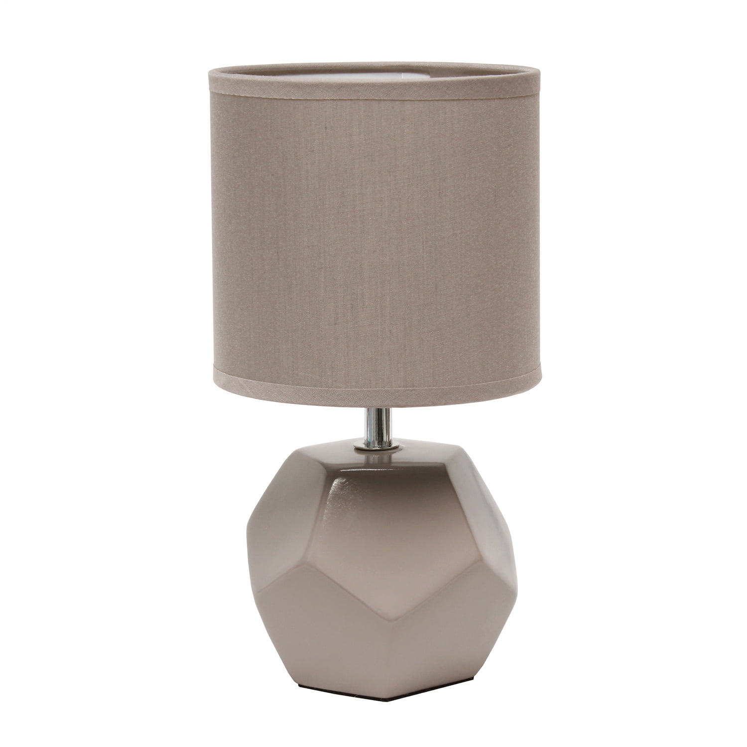 Simple Designs Ceramic Round Prism Table Lamp in Gray with Gray Shade - Walmart.com