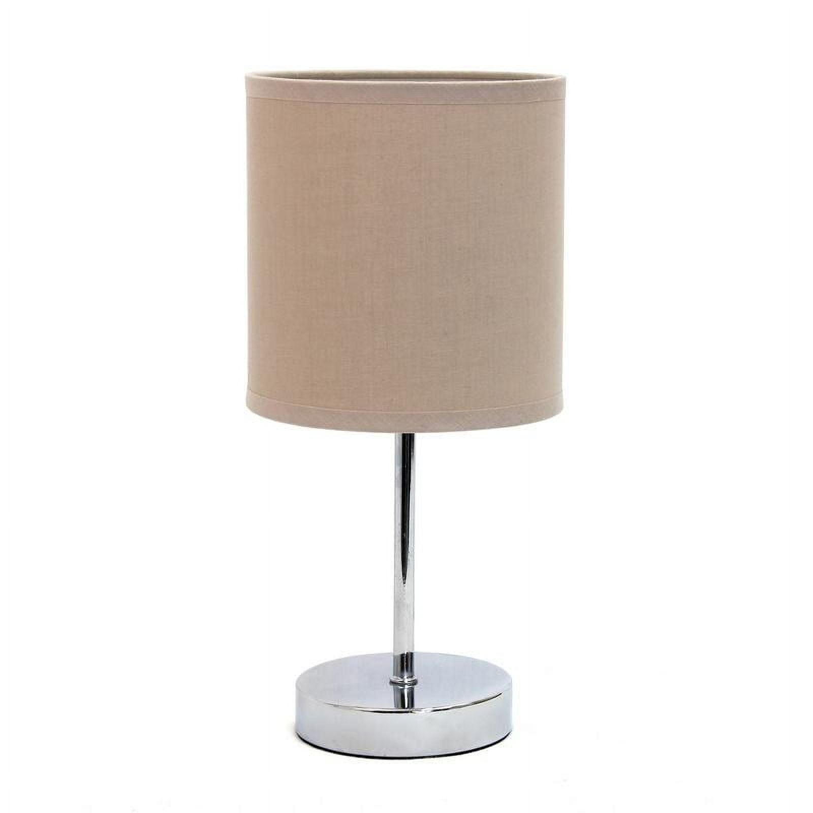 Simple Designs 11.81" Basic Chrome Mini Table Lamp with Fabric Shade ...