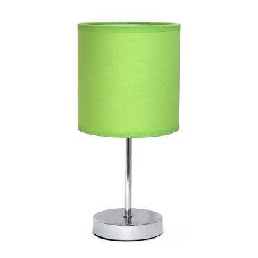 Simple Designs Sand Nickel Mini Basic Table Lamp with Fabric Shade ...