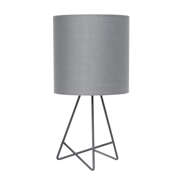 Simple Designs Down to the Wire Gray Metal Table Lamp with Gray Shade ...