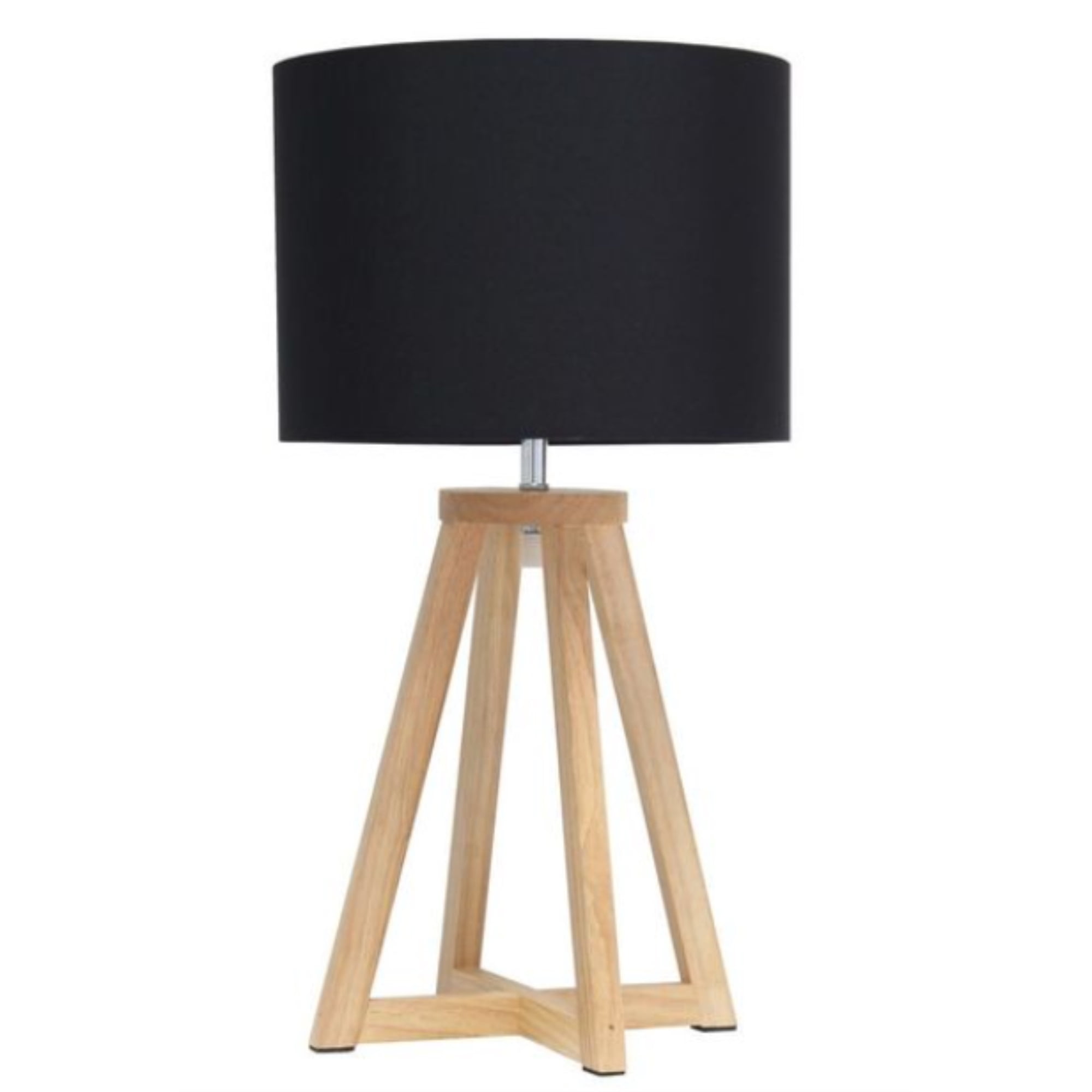 Simple Designs Interlocked Triangular Wood Table Lamp with Fabric Shade ...