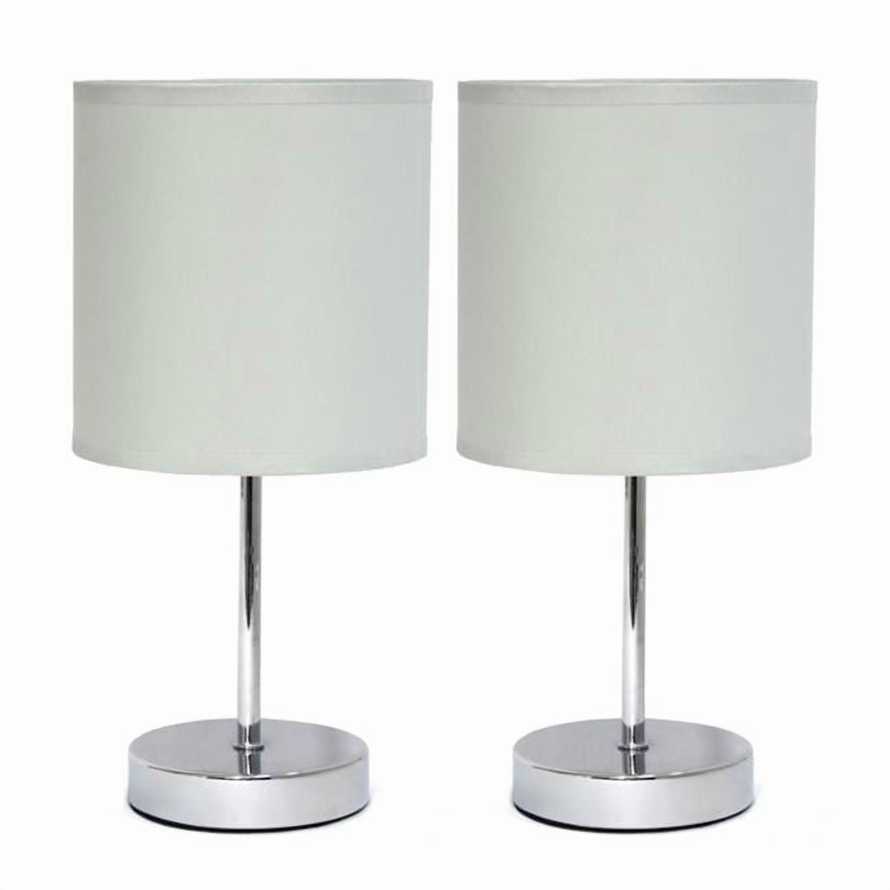 Simple Designs LD1036-CHR Mini Basic Table Lamp Set - Slate Gray - Pack ...