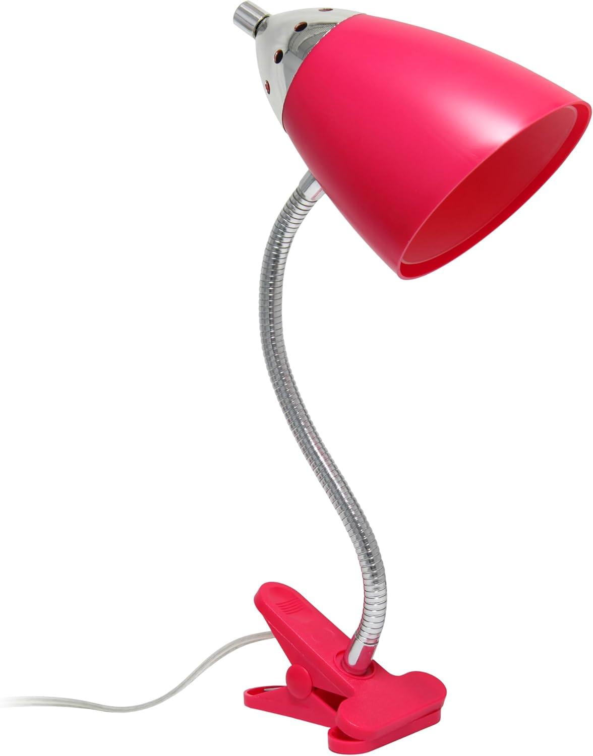 Simple Designs LD2001-PNK Flossy Flexible Gooseneck Desk Lamp Clip ...