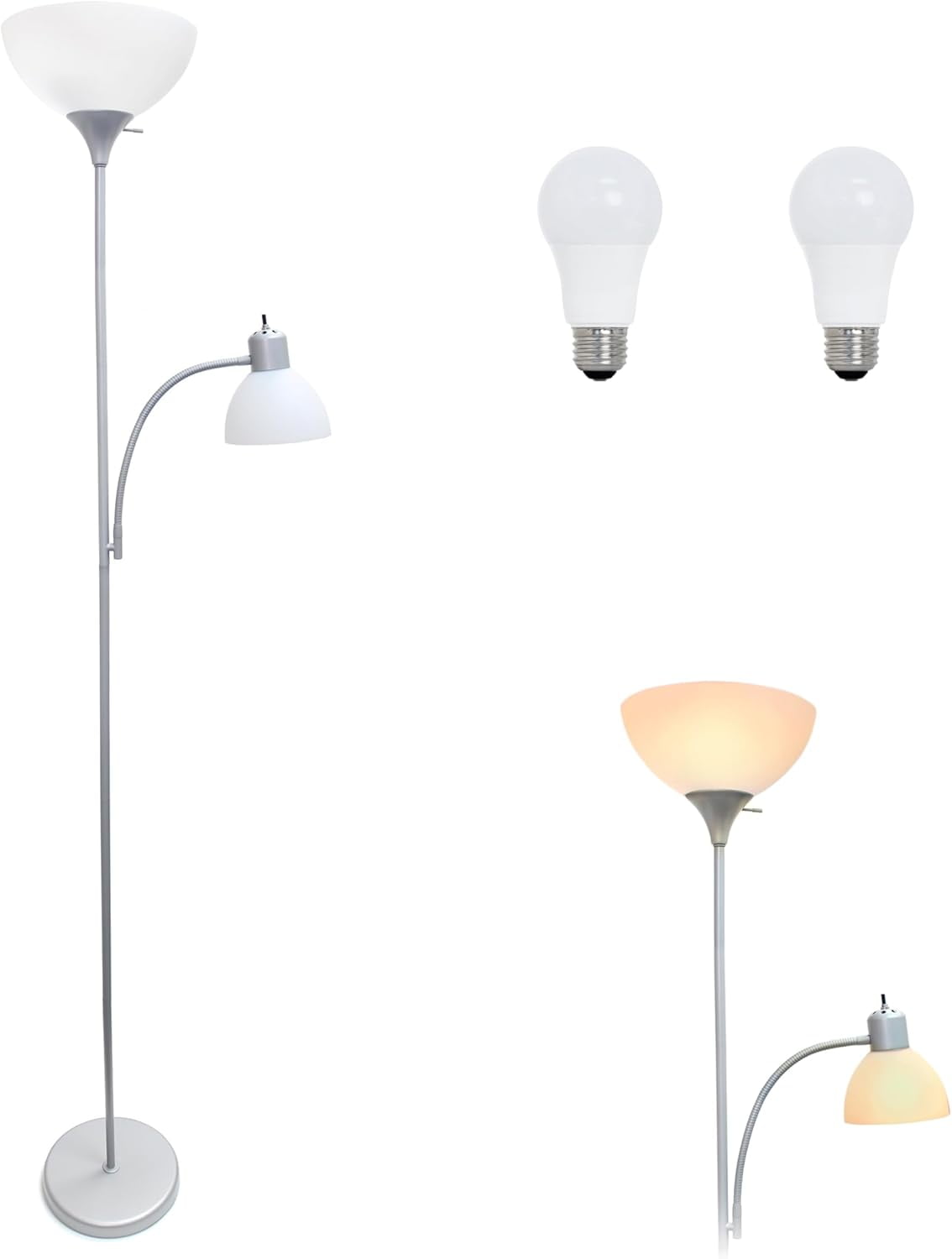 Simple Designs LF2000-SLV-LB 71.5" Traditional Floor Lamp with ...
