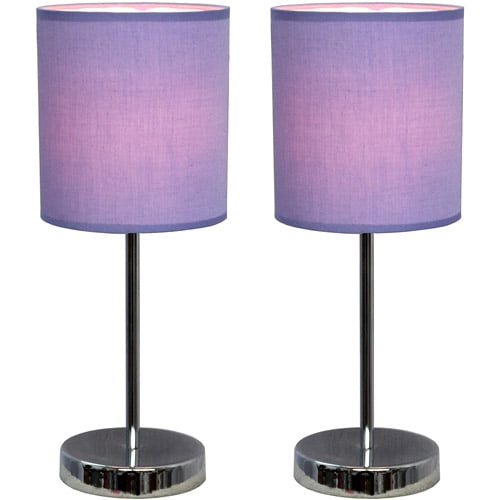 Simple Designs 11.81" 2-Pack Basic Chrome Mini Table Lamp Set with ...
