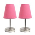 Simple Designs Sand Nickel Mini Basic Table Lamp with Fabric Shade 2 ...