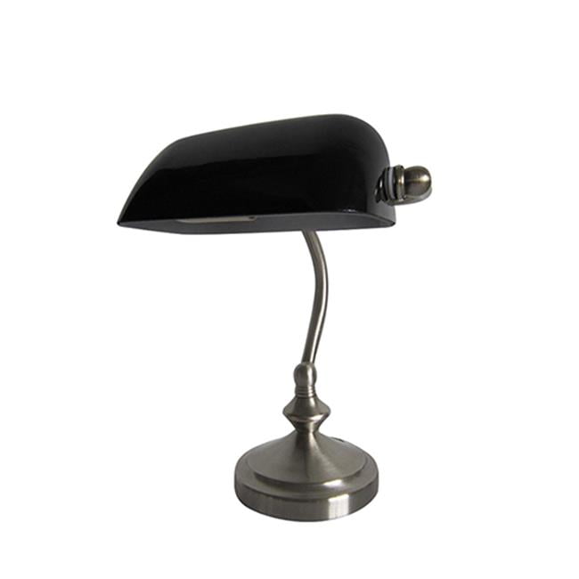 Simple Designs LT3057-BLK Traditional Mini Bankers Lamp with glass ...
