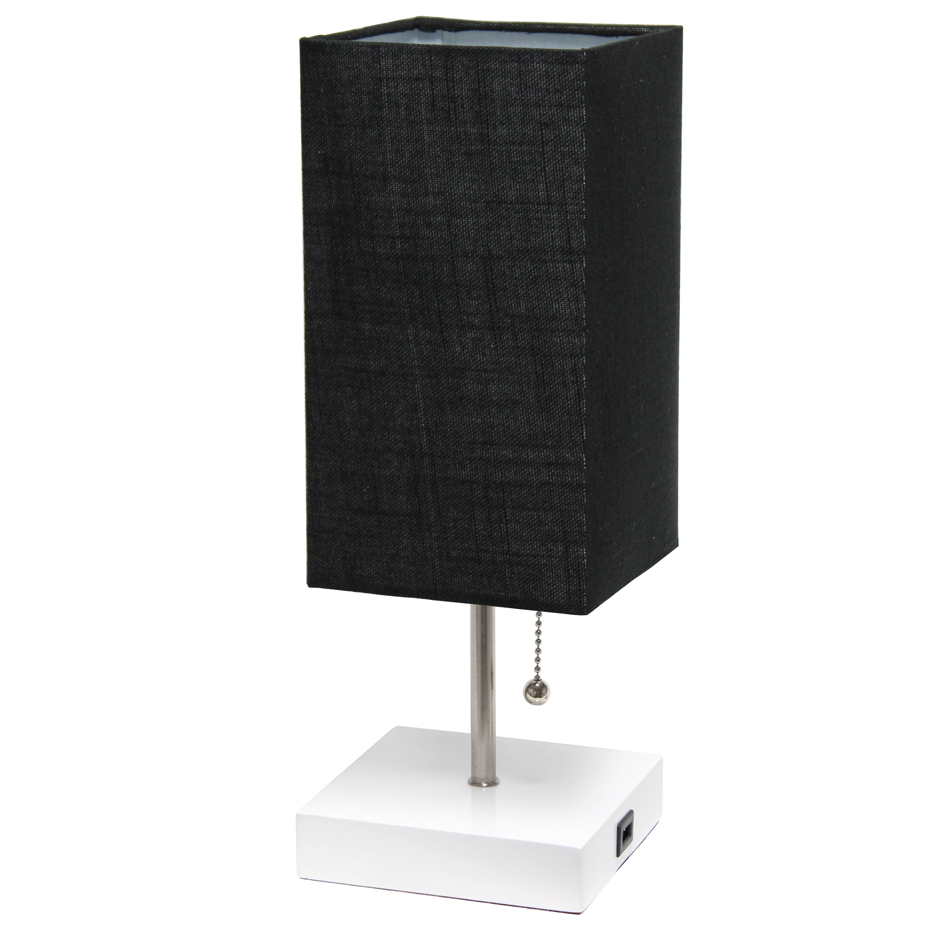 Simple Designs Petite White Stick Lamp with USB Charging Port and ...