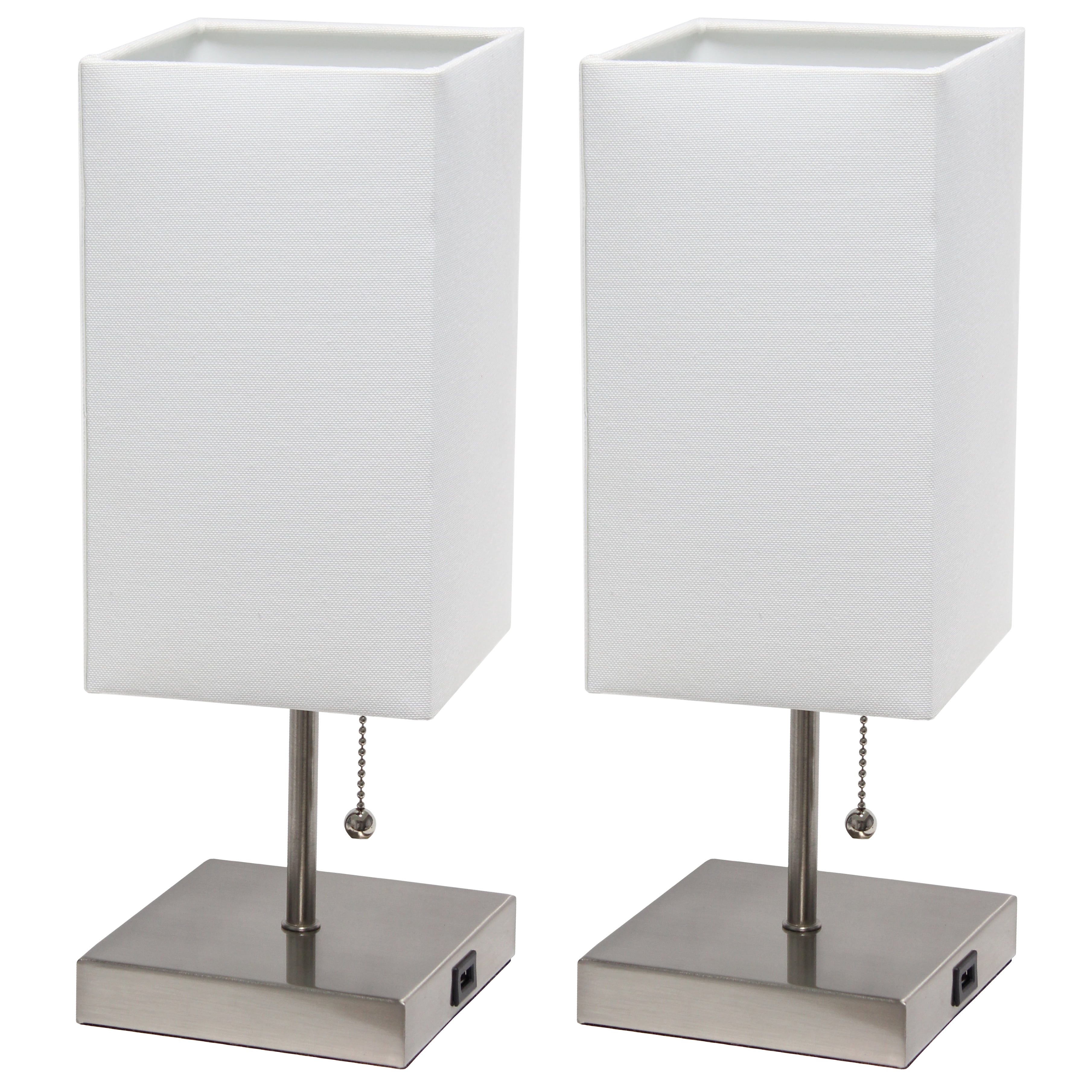 Simple Designs Petite Stick Lamp with USB Charging Port and Fabric ...